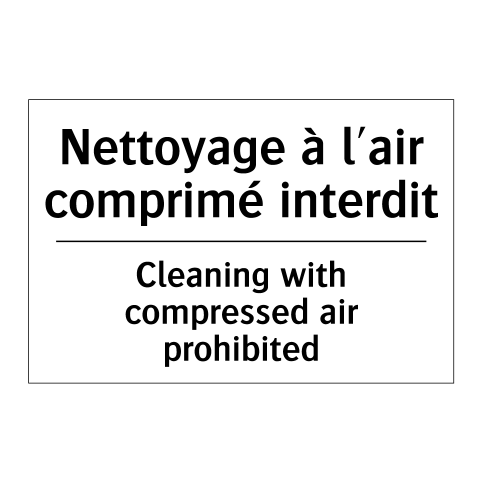 Nettoyage à l'air comprimé interdit /.../ - Cleaning with compressed ...